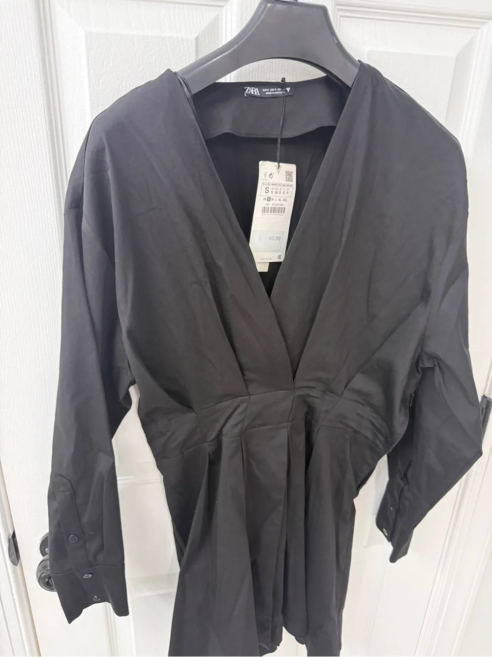 Zara | Dresses | Zara Black Poplin Wrap Mini Dress | Poshmark